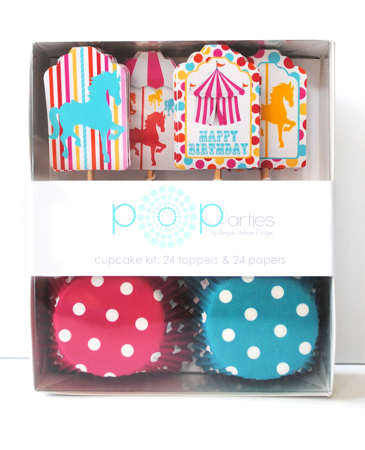 Carousel Cupcake Kit Carnival Cupcake Toppers Baking Papers ...