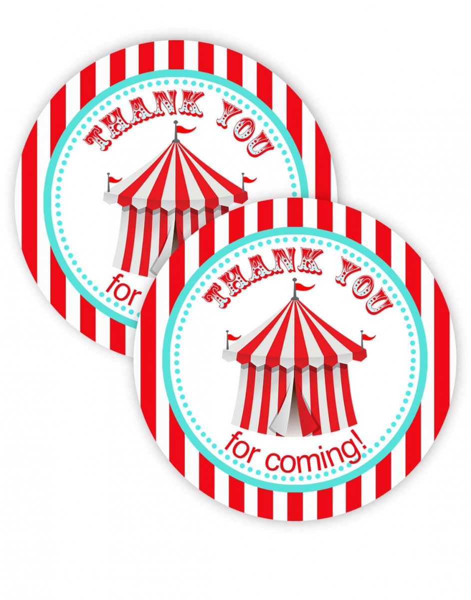 POP parties Circus Party Favor Stickers – 40 Favor Bag Stickers ...